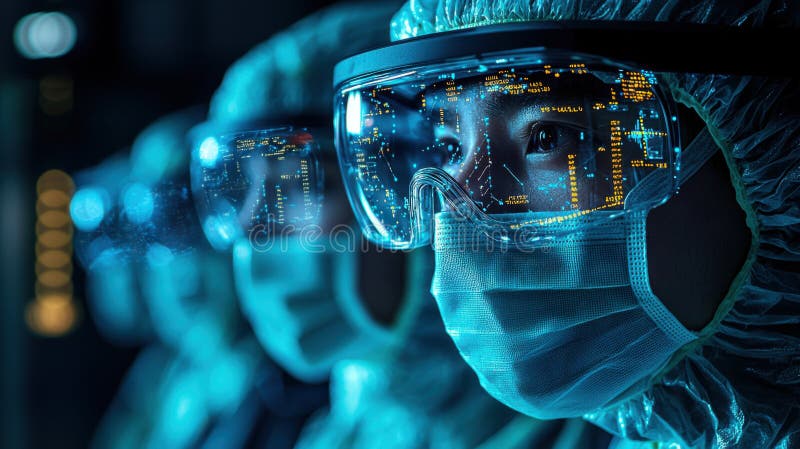 Healthcare Professionals Wearing Augmented Reality Glasses in Lab Stock ...