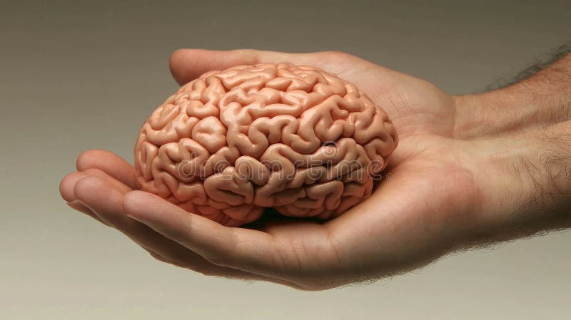 Healthcare Provider Using Human Brain Model for Instruction Stock Photo ...