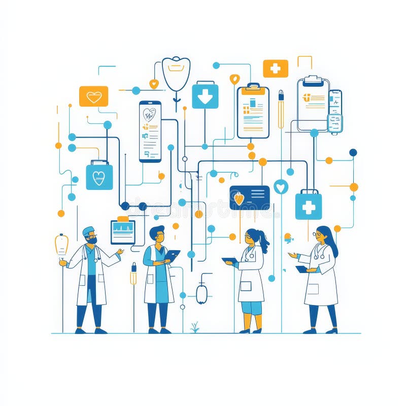 Healthcare Technology Network Doctors Collaborating on Connected ...