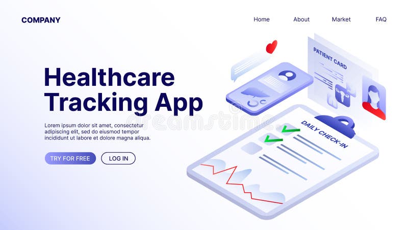 Healthcare Tracking App. Web Landing Page Template Stock Vector ...