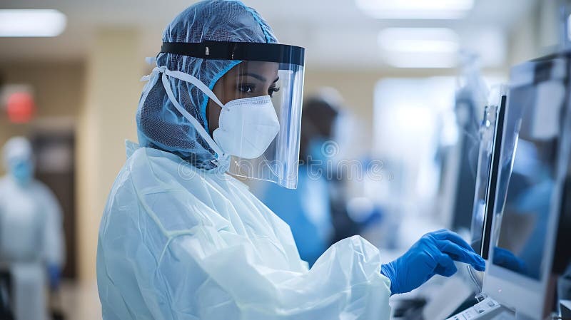 Healthcare Professional Wearing PPE and Face Shield while Using ...