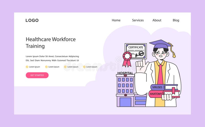 Healthcare Workforce Training Concept. Flat Stock Vector - Illustration ...