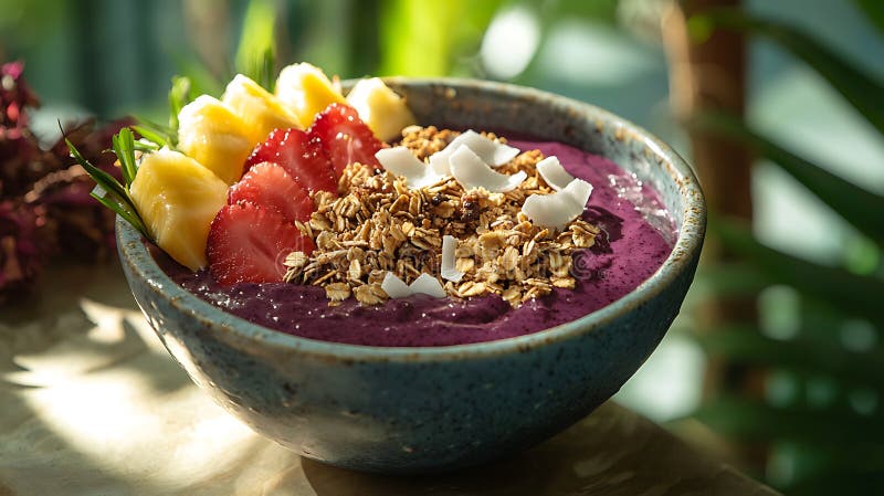 Healthy Acai Bowl with Fruits and Granola, Vibrant Colors Stock ...
