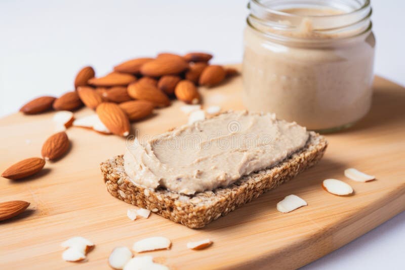 Healthy Almond Butter Spread on a Thick Toast Stock Image - Image of ...