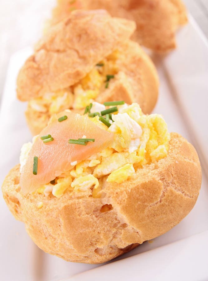 Appetizer, Choux with Salmon Stock Image - Image of food, appetizer ...