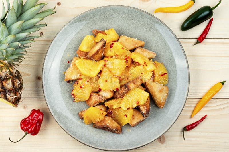 Tofu with pineapple stock photo. Image of view, appetizer - 285686956