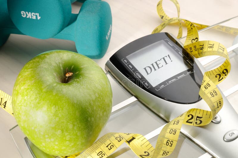 Healthy Apple and Sport and Diet Message Stock Image - Image of ...