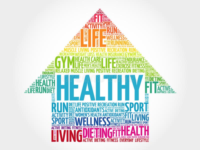HEALTHY arrow word cloud stock illustration. Illustration of diet ...