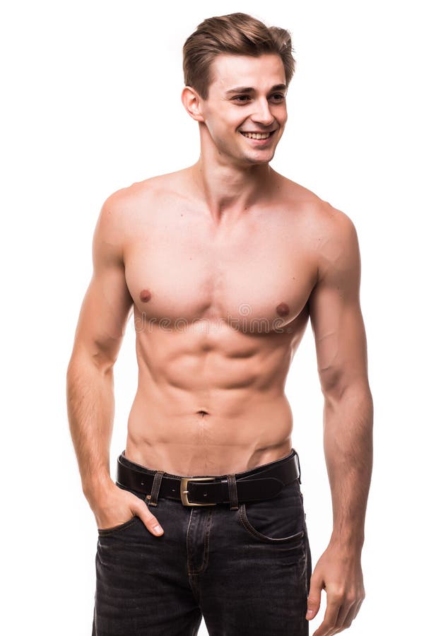 Healthy Athlete Body with Nice Muscle on White Backgound Stock Photo ...