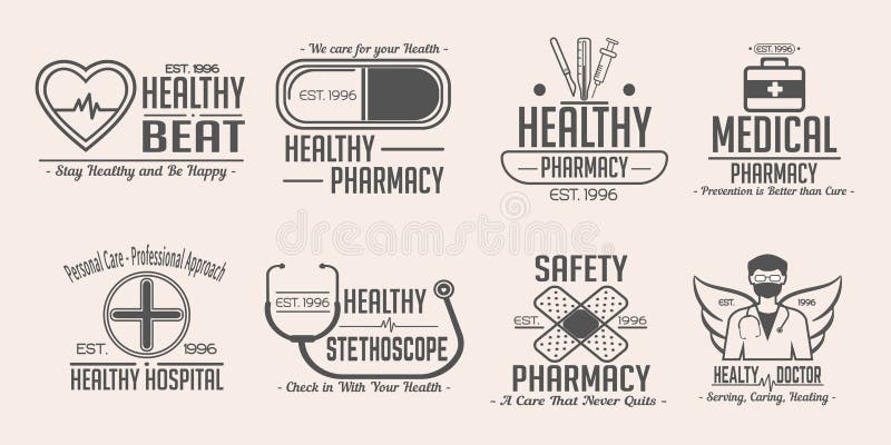8 Healthy Badges Collections Stock Vector - Illustration of shop, beat ...