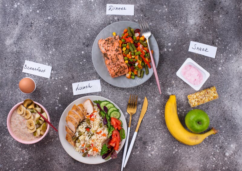 Healthy Balanced Menu for Day Stock Image - Image of chicken, organic ...