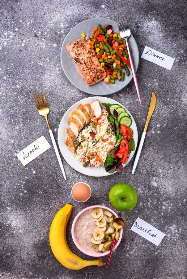 Healthy Balanced Menu for Day Stock Image - Image of meat, fruit: 342829073