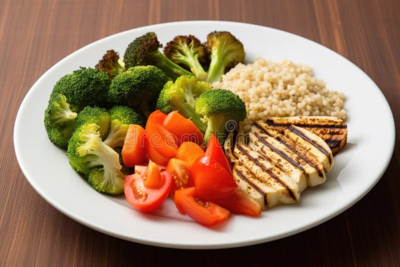 Healthy, Balanced Vegetarian Meal on a Plate Stock Image - Image of ...