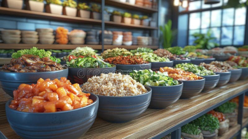 Healthy Bowl Bar, Customizable Meals Stock Illustration - Illustration ...