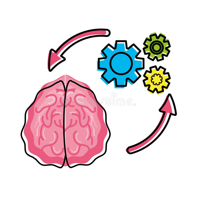 Healthy Brain with Gears Process Work Stock Vector - Illustration of ...