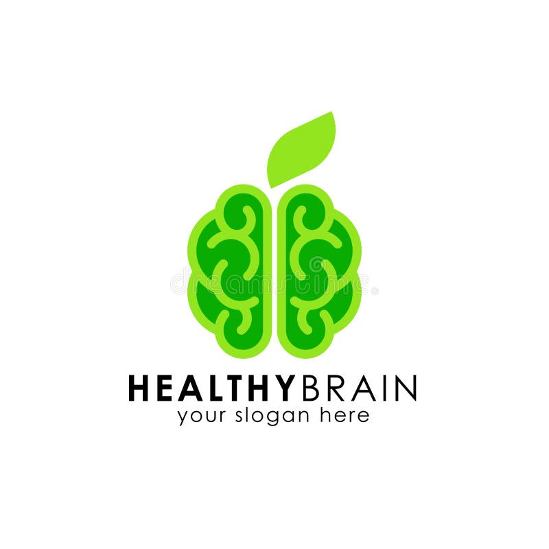 Healthy Brain Logo Design. Green Brain Vector Icon Stock Vector ...