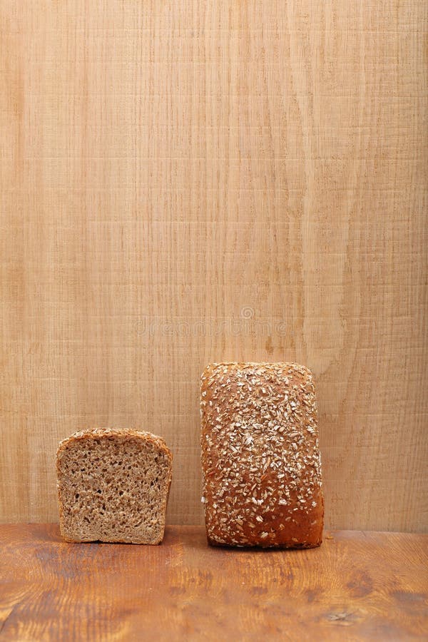 Healthy Bread with Seeds on Wooden Background and Empty Space for Text ...