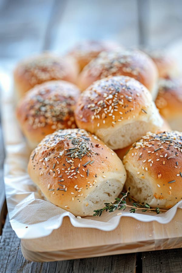 Healthy Bread, Vibrant, Power-packed Rolls with Seeds and Herbs on a ...