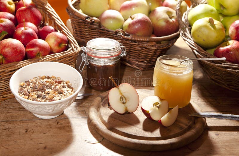 Healthy Breakfast with Apples Stock Photo - Image of muesli, lifestyle ...