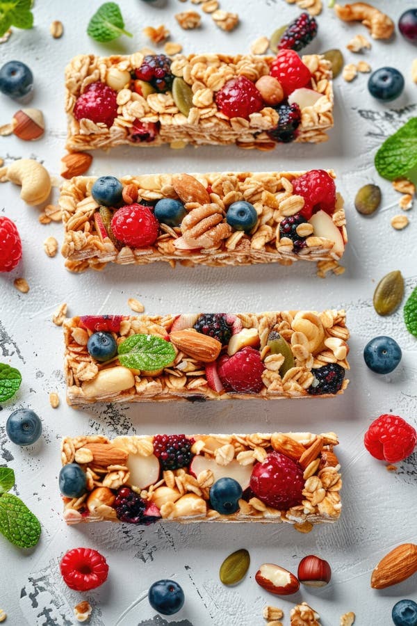 Healthy Breakfast Bars stock photo. Image of artificial - 366979070