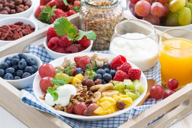 Healthy Breakfast - Berries, Fruit and Cereal on the Plate Stock Image ...