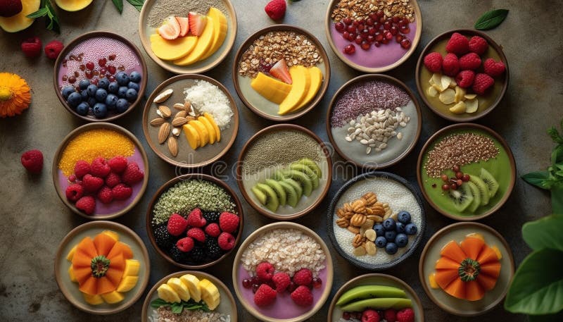 Healthy Breakfast Bowl with Fresh Berries, Granola, and Yogurt Milk ...