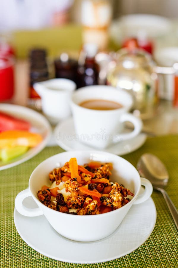 Healthy breakfast bowl stock image. Image of oatmeal - 149398967
