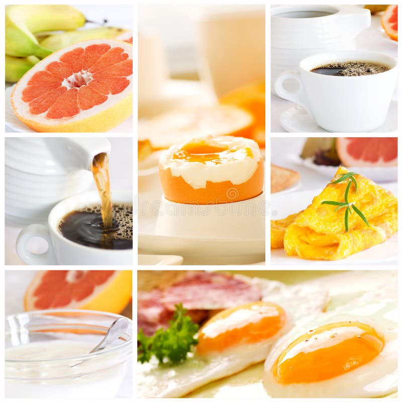Healthy breakfast collage stock photo. Image of breakfast - 19461652