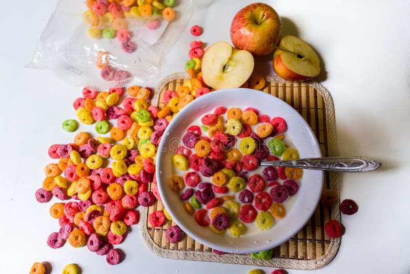 HEALTHY BREAKFAST of COLORFUL CEREAL Stock Photo - Image of granola ...