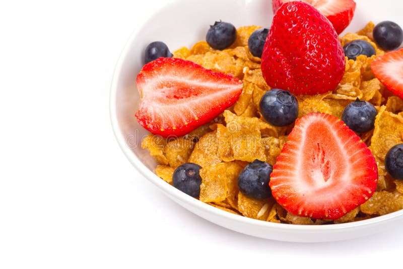 Healthy Breakfast with Corn Flakes and Fruits Stock Image - Image of ...