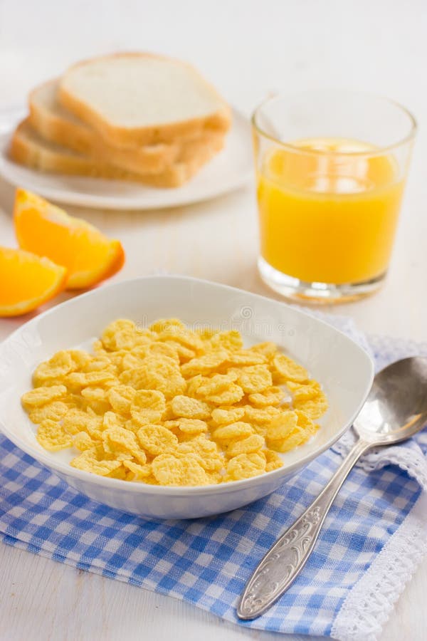 Healthy Breakfast. Corn Flakes and Milk. Stock Image - Image of morning ...