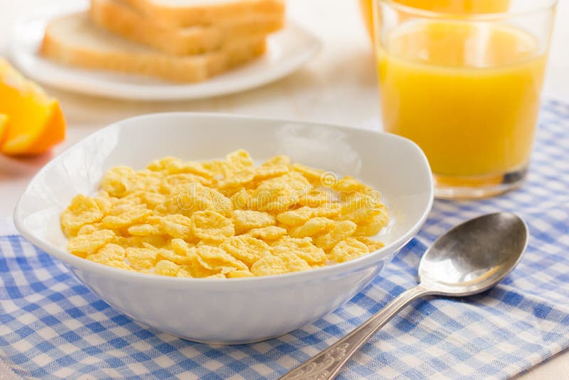 Healthy Breakfast. Corn Flakes and Milk. Stock Photo - Image of food ...