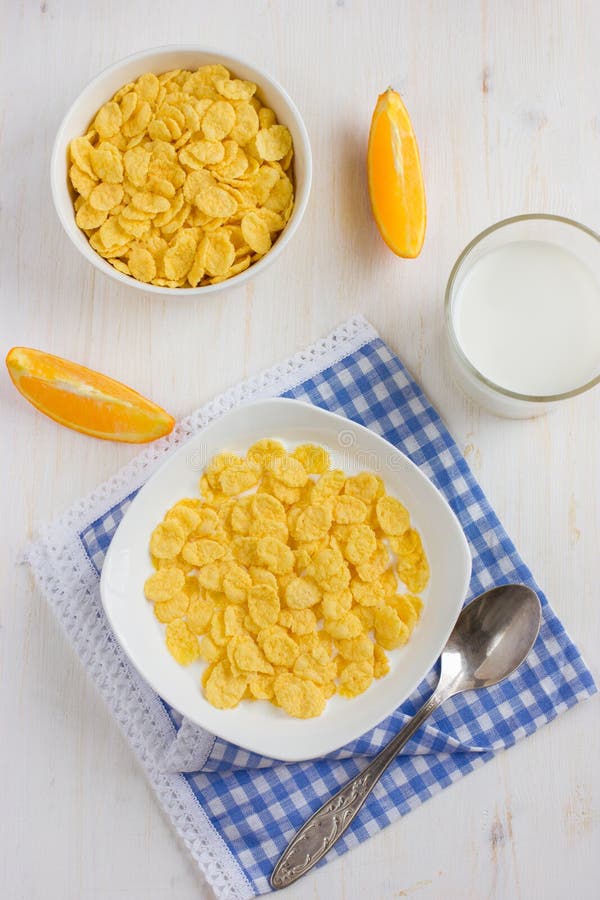 Healthy Breakfast. Corn Flakes and Milk. Stock Image - Image of lunch ...