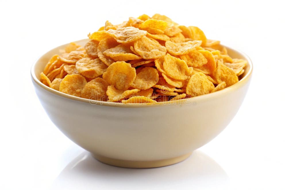 Healthy Breakfast Cornflakes Isolated on White Stock Illustration ...