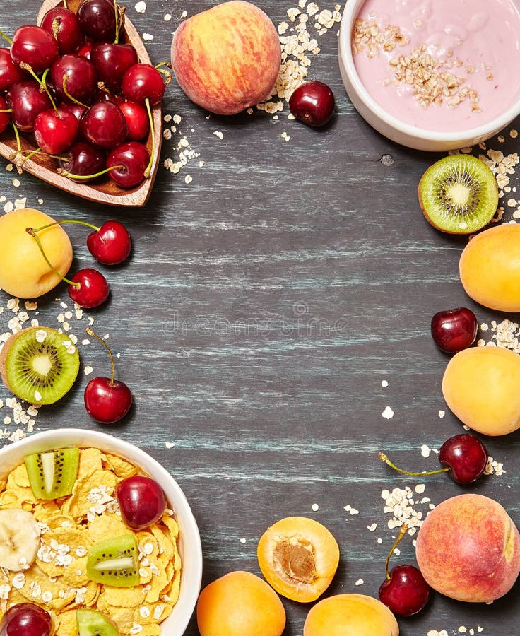 Healthy Breakfast, Frame with Space for Text Stock Photo - Image of ...
