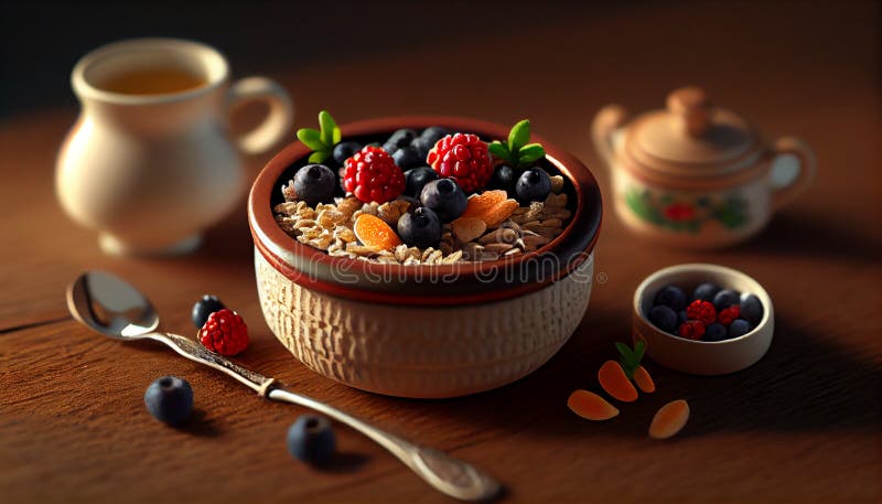 Healthy Breakfast with Fruits and Nuts ,generative AI Stock ...