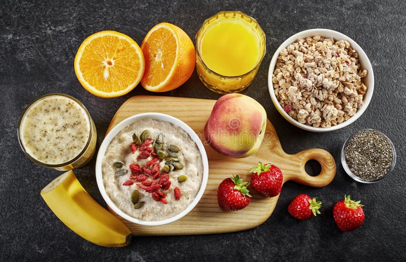 Breakfast ingredients stock image. Image of diet, fiber - 58864231