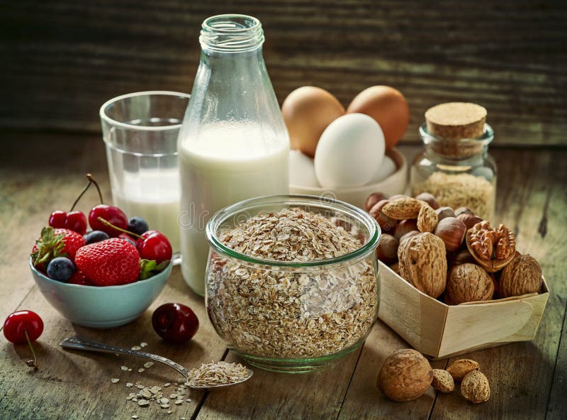 Breakfast ingredients stock image. Image of diet, fiber - 58864231