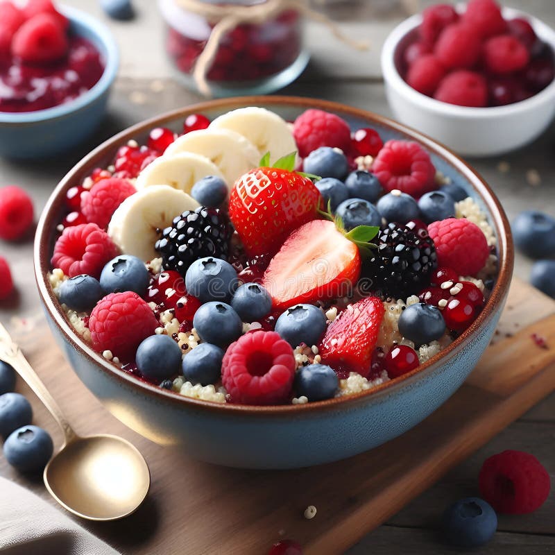 Healthy Breakfast Menu Muesli with Berries Stock Illustration ...