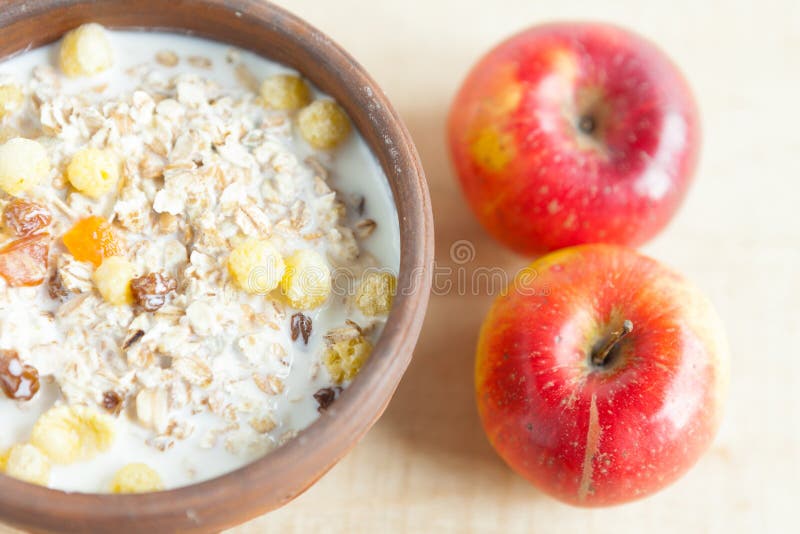 Healthy Breakfast - Muesli and Apples Stock Image - Image of gourmet ...