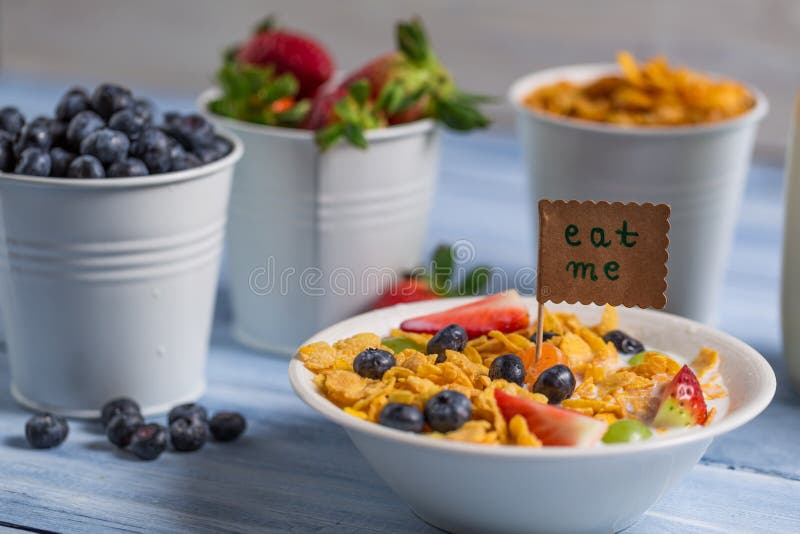 Healthy Breakfast Ready To Eat Stock Photo - Image of fresh, cornflake ...