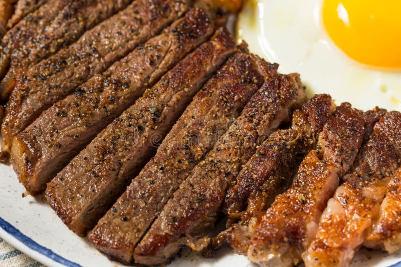Healthy Breakfast Steak and Eggs Stock Photo - Image of grill, potato ...