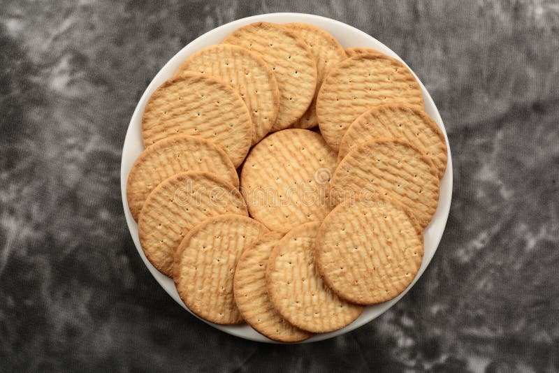 Plate of Arrowroot Biscuits on a Rustic Background. Stock Photo - Image ...
