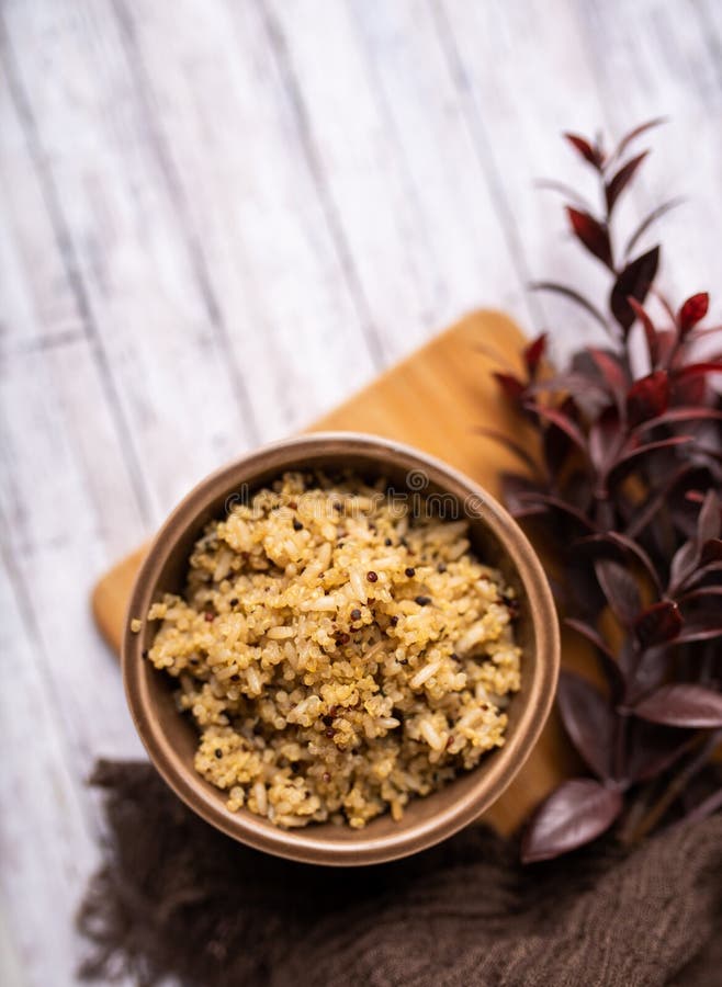 Healthy Brown Rice and Quinoa Dinner Fully Cooked Stock Image - Image ...