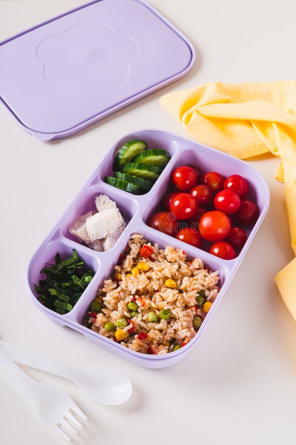 Healthy Business and School Lunchbox for Lunch Snack on Table Vertical ...