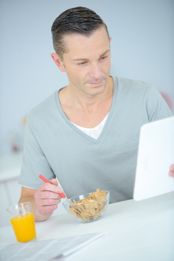 Healthy Businessman Having Breakfast Stock Photo - Image of home ...