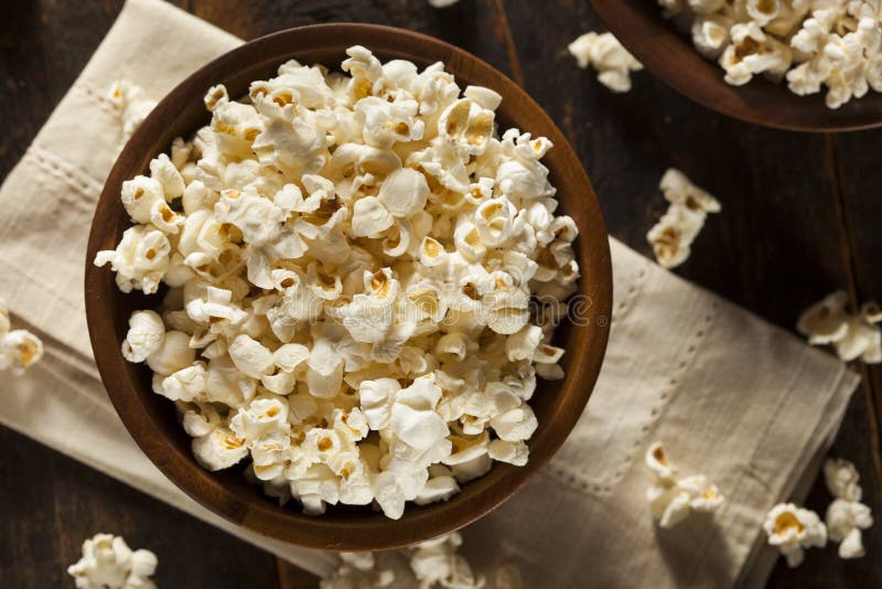 Healthy Buttered Popcorn with Salt Stock Photo - Image of butter ...