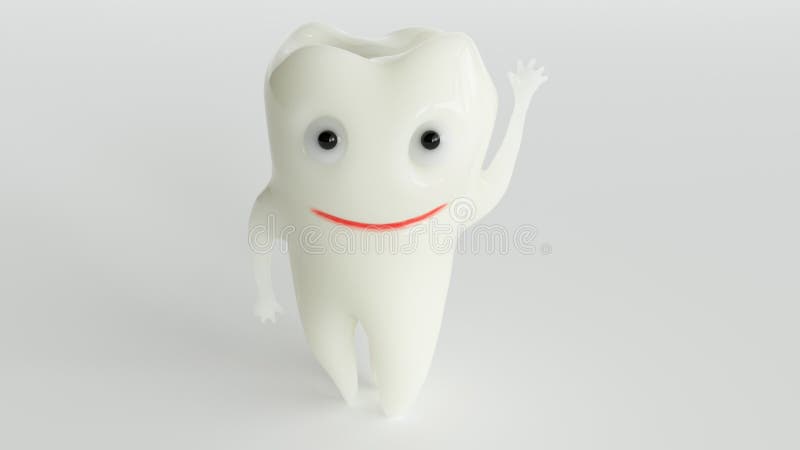 A Healthy Cartoon Tooth Waves at the Camera - 3d Rendering Stock ...