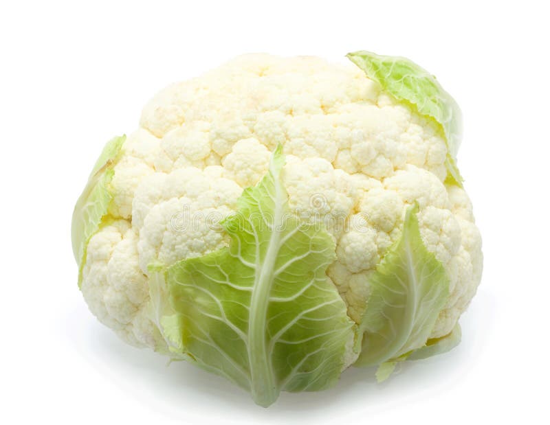 Healthy Cauliflower Over White Stock Image - Image of foliage, flower ...