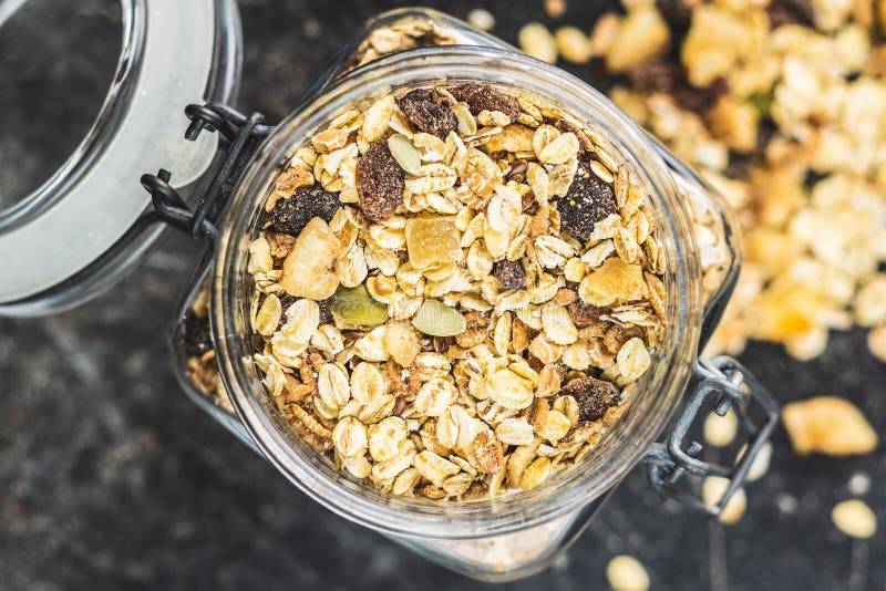 Healthy Cereal Breakfast. Mixed Muesli Stock Photo - Image of morning ...